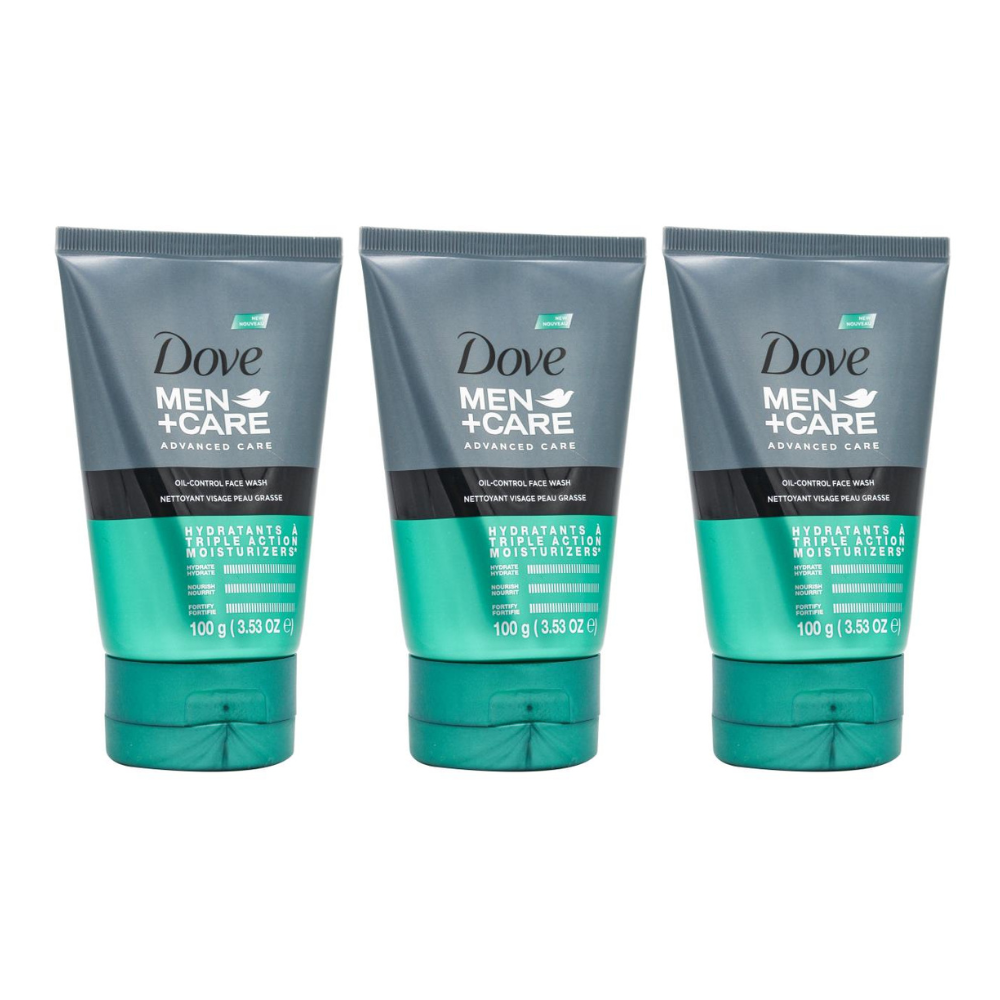 3x Dove Men Care Oil Control Body and Face Wash 100g - Makeup Warehouse Australia