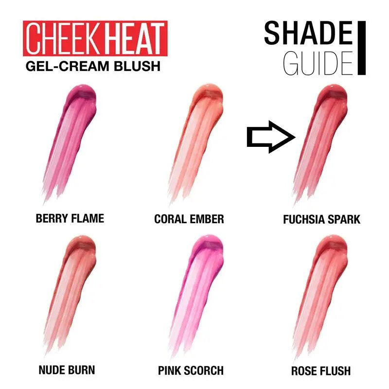 6x Maybelline Cheek Heat Blush 8ml 25 Fuchsia Spark - Makeup Warehouse ...