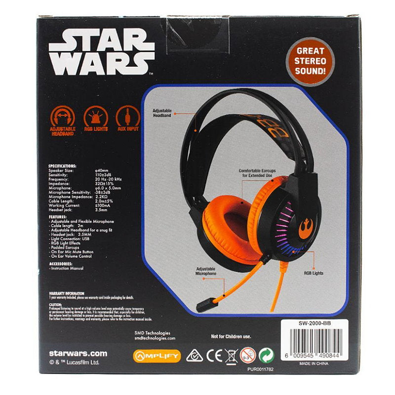 2x Disney Star Wars Gaming Headset with Microphone Black Orange ...