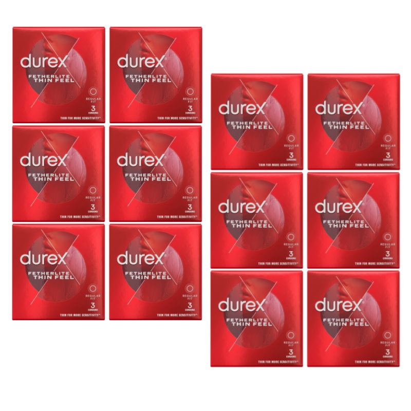 12x Durex Thin Feel Regular Fit Lubricated Condoms Pack of 3 - Makeup ...