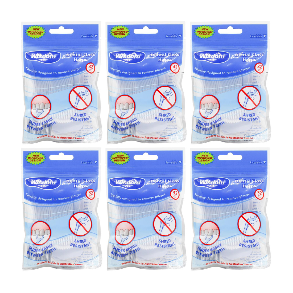 6x Wisdom Dental Floss Harps 32pk - Makeup Warehouse Australia