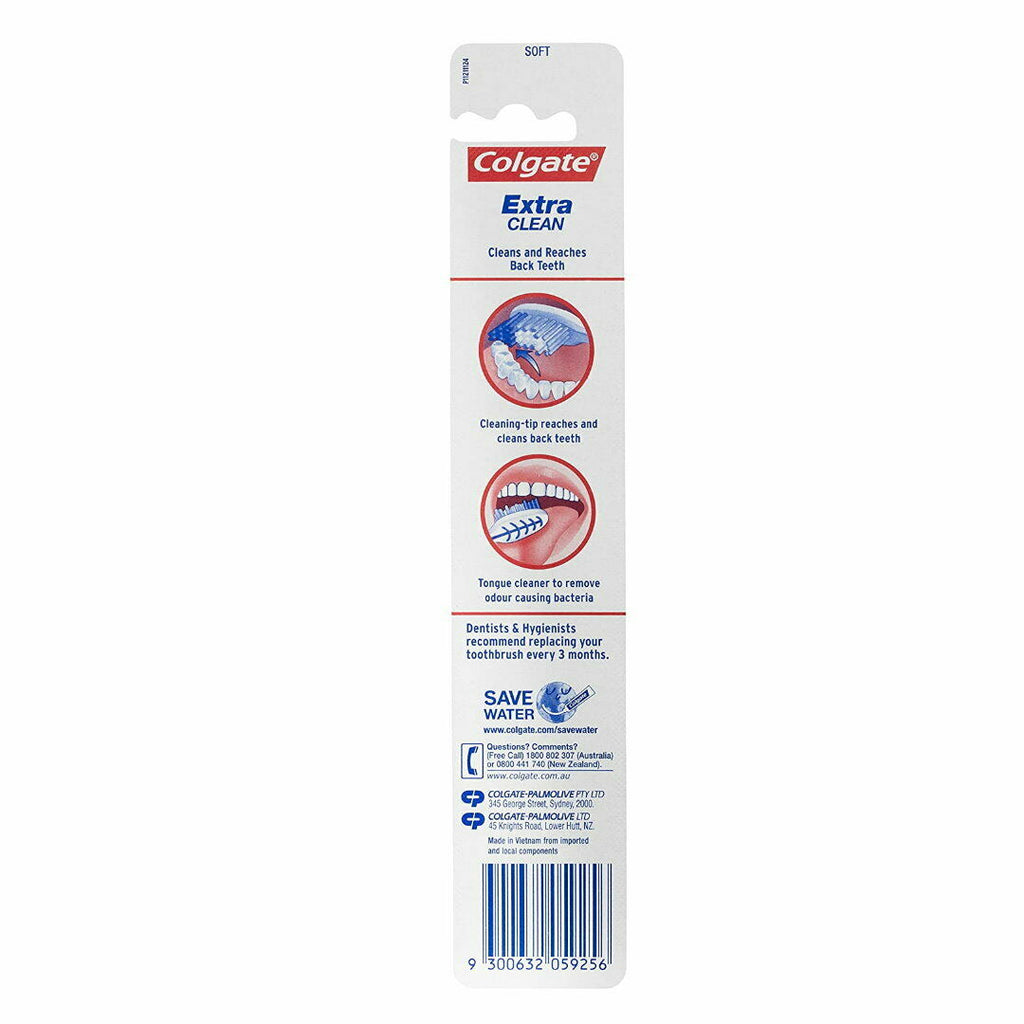 12x COLGATE Extra Clean Toothbrush SOFT BRISTLE Reaches Back Teeth ...