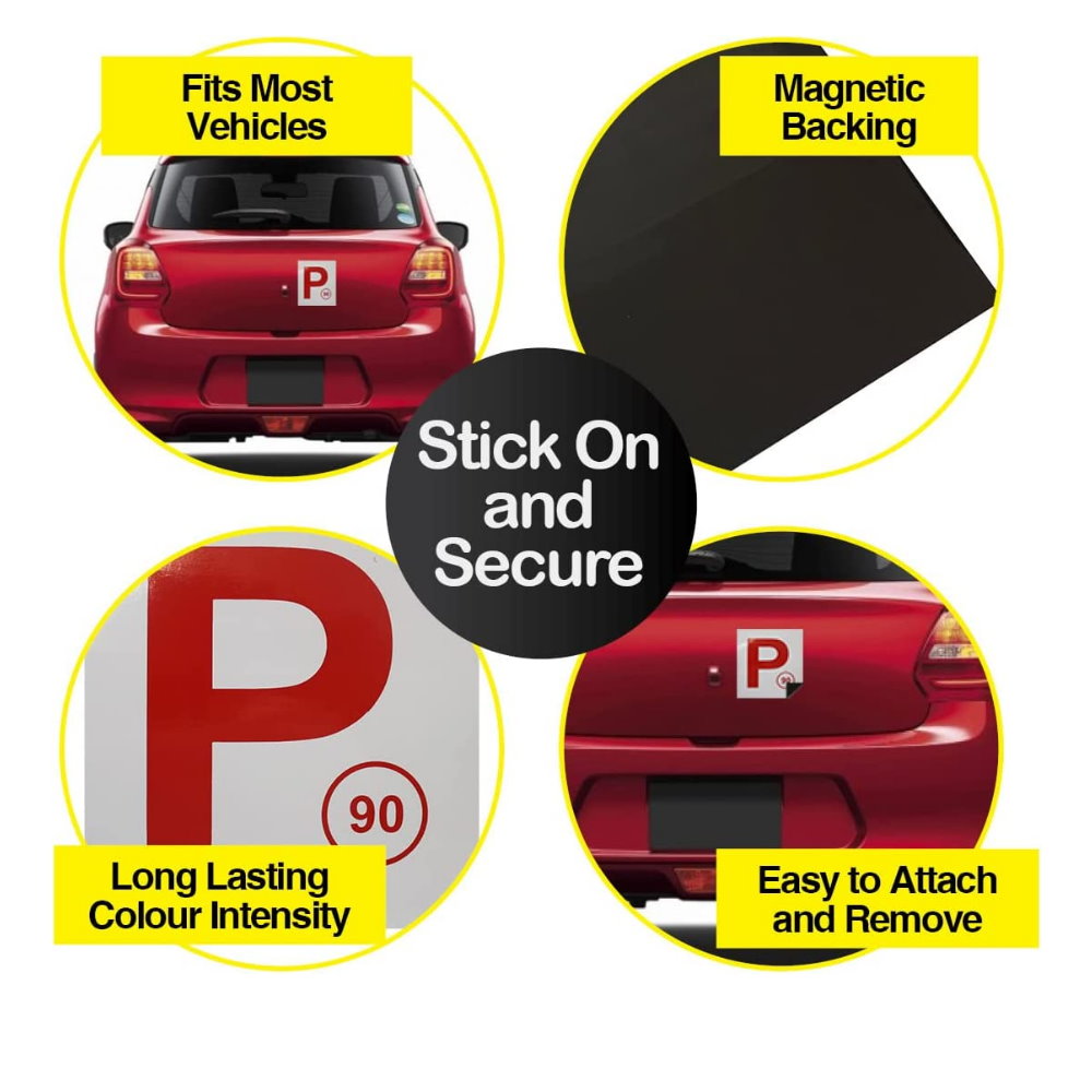Buy Now 2pk Magnetic Car Plates Red P Plate - Makeup Warehouse Australia